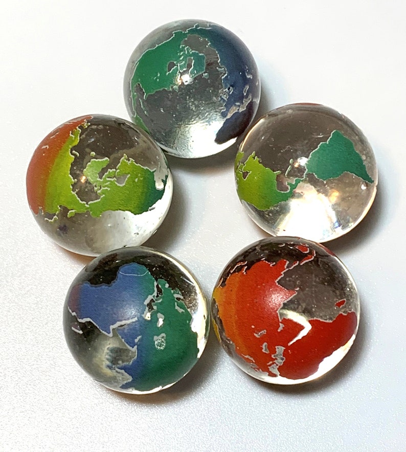 Set of 5 Variety Pack Rainbow Earth 22mm Glass Marbles W | Etsy