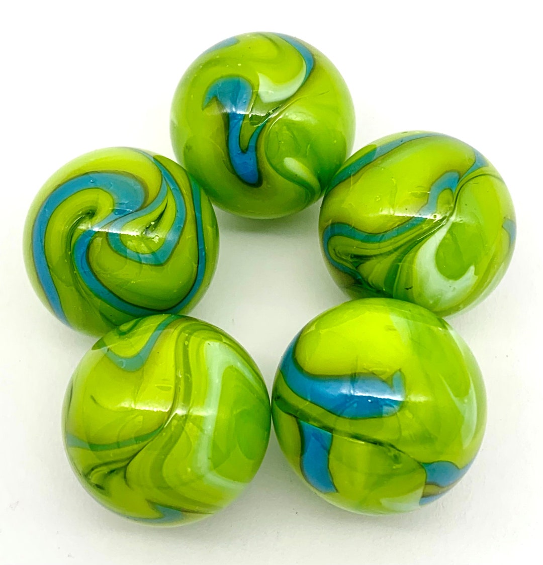 NEW FOR 2024!! 25mm Troll Marble Shooters (1") Pack of 5 Lime Green W ...