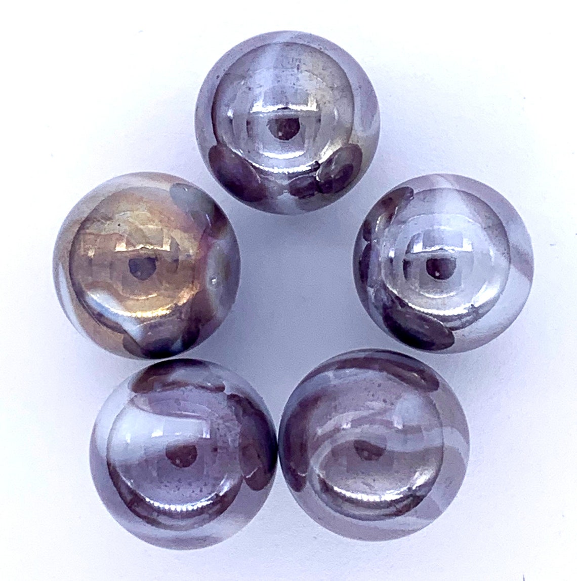 16mm "wizard B" Glass Mega Marble Players (5/8th") Pk 5 W/stands Opaque ...