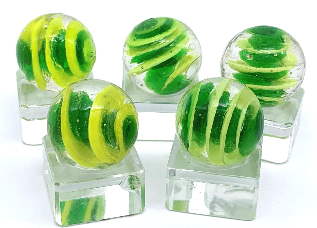 20mm Lemon Lime Green Shooter Marbles Pack of 5 (3/4") Clear W Green ...