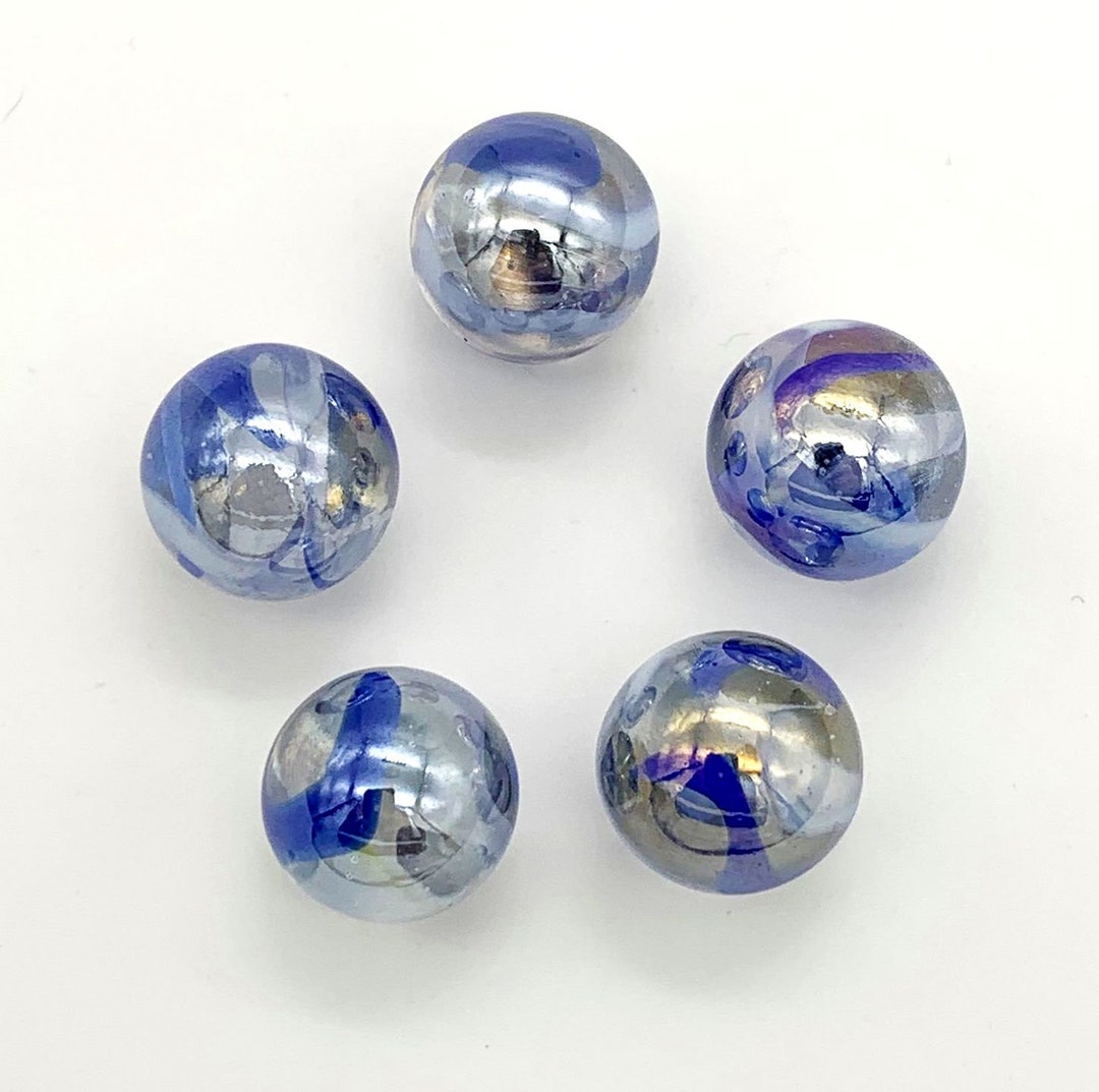 5/8-inch Vapour Glass Marbles 16mm Players Pack of 5 Clear W Blue ...