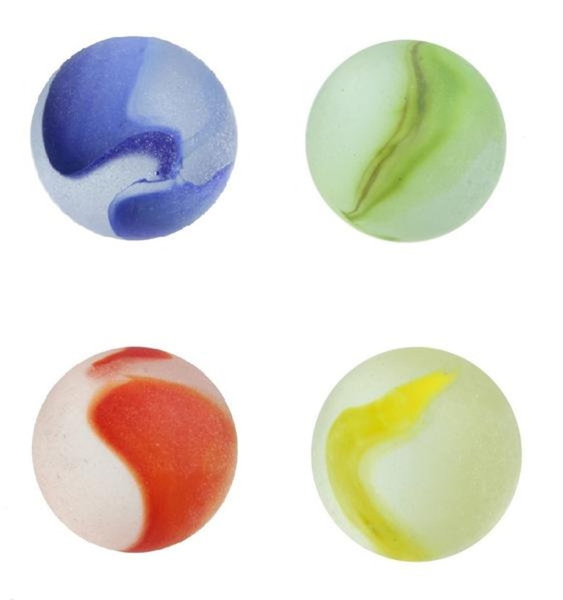 Giant 35mm Frosted Rainbow Glass Marbles 1.4" Set of 4 Colors: Red ...