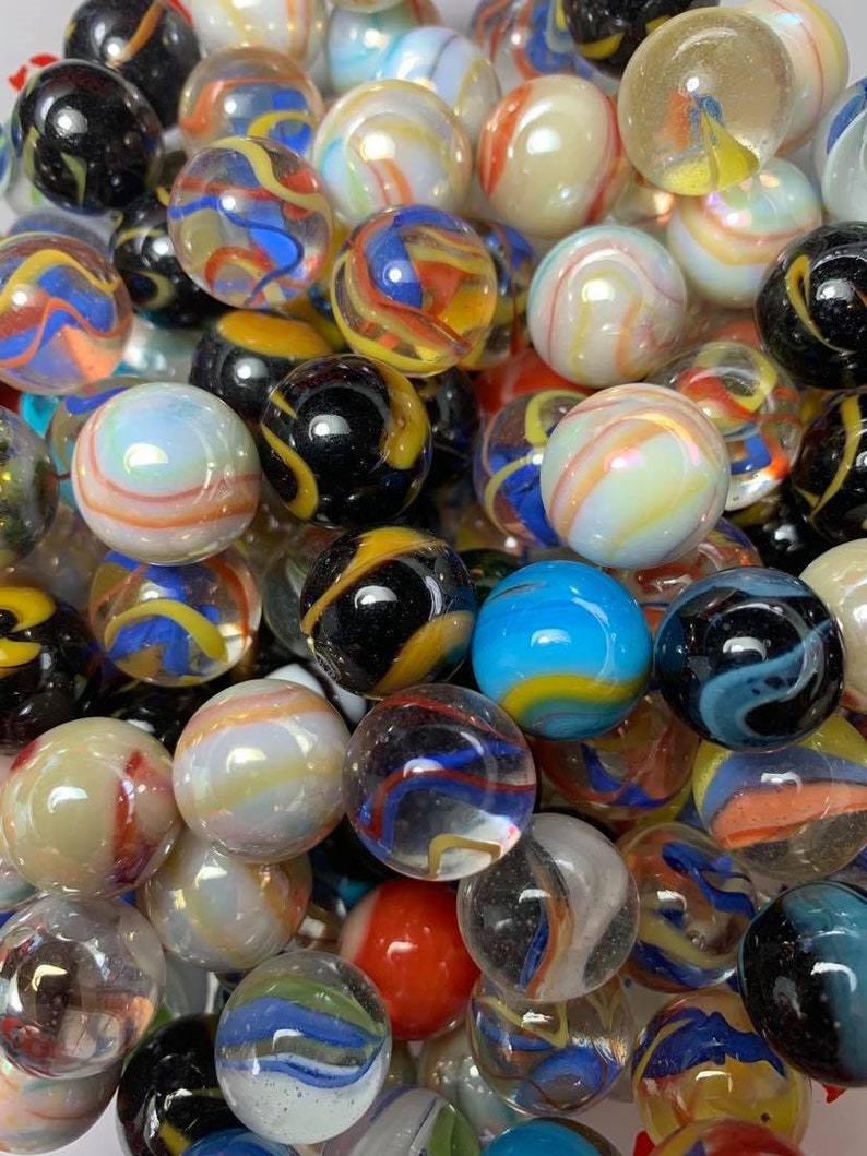 25, 50, or 100 Count Pack of All Different 16mm Player Marbles Glass (5 ...