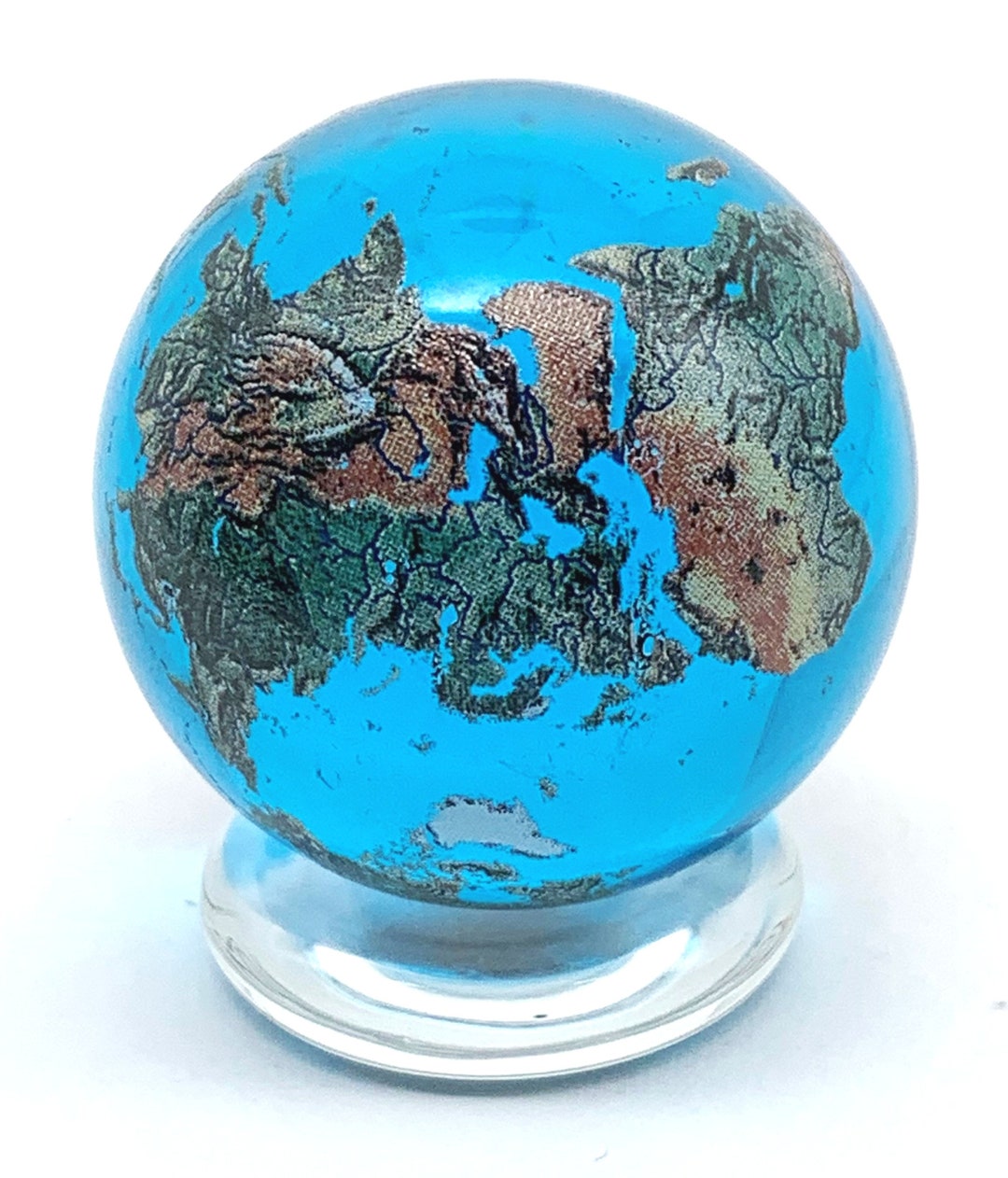 Aqua Crystal Earth Sphere Marble & Stand - 35mm W/ Natural Earth ...