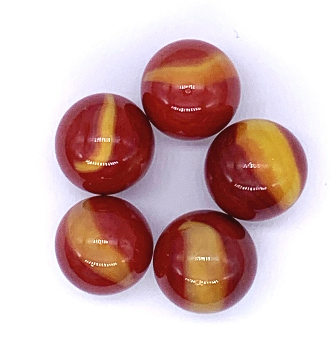16mm "red Devil Iii" Glass Mega Marble Players Pack of 5 Deep Red With ...