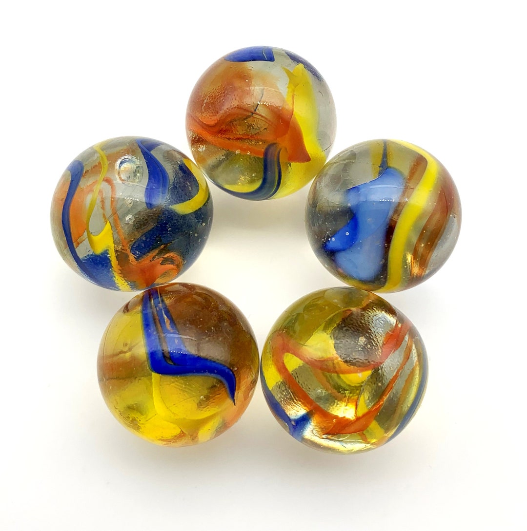 25mm "fiesta Streamers" (1") Marble Shooters - Pack of 5 Vacor Red Blue ...