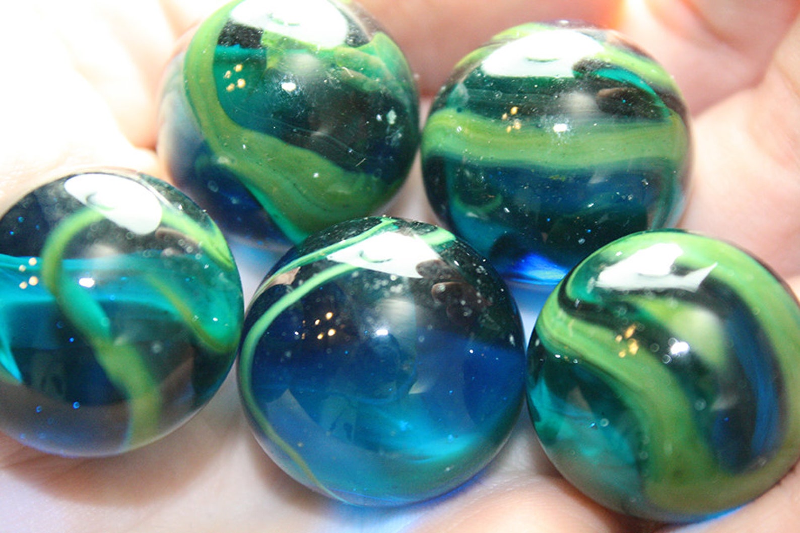 16mm "sea Turtle" Marble (5/8th") Glass Players Pack of 5 Translucent ...