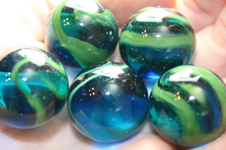 16mm "sea Turtle" Marble (5/8th") Glass Players Pack of 5 Translucent ...