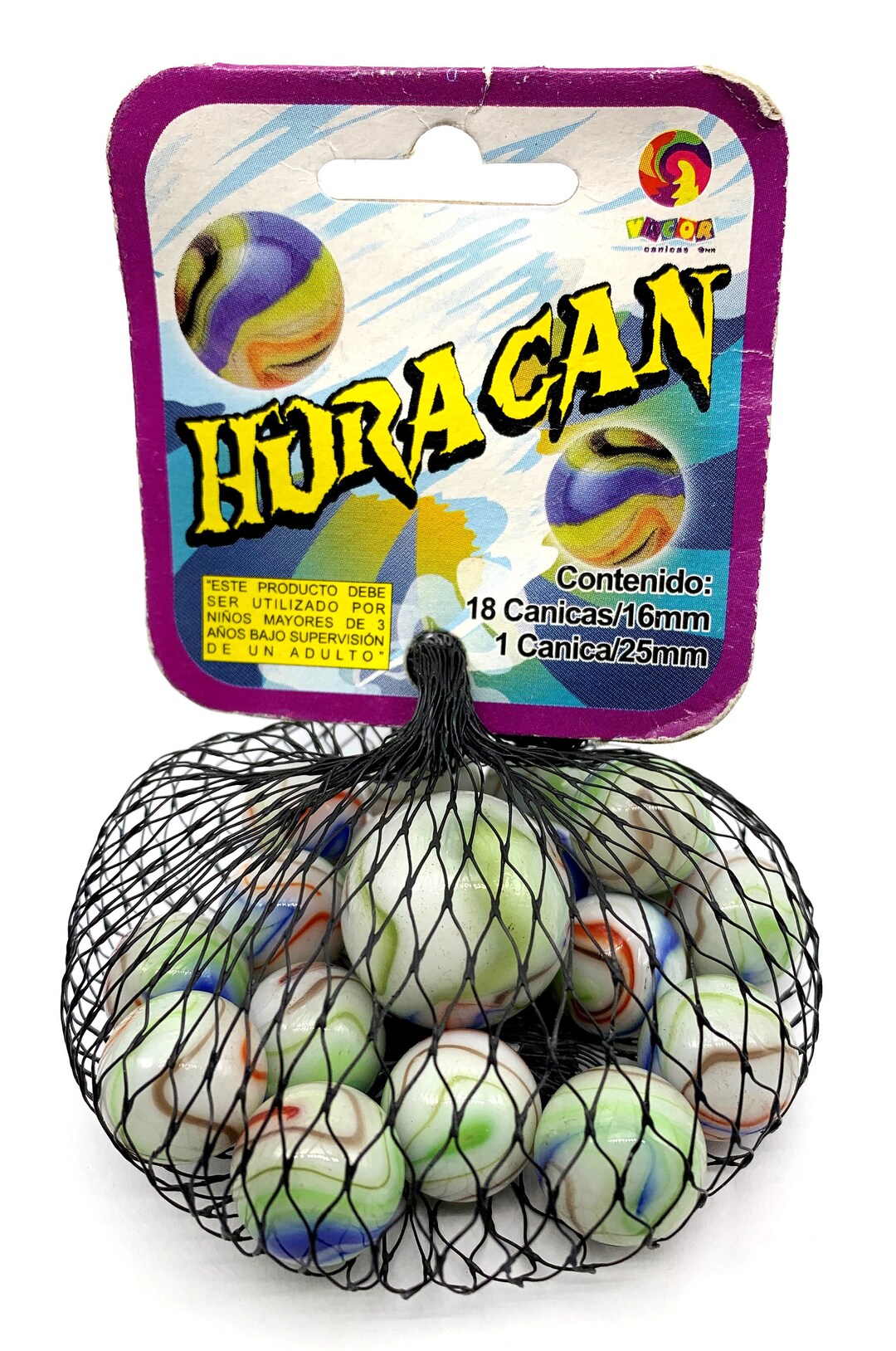 Net Bag of 19 "huracan" Glass Marbles From Mexico by Vacor Fabricas ...