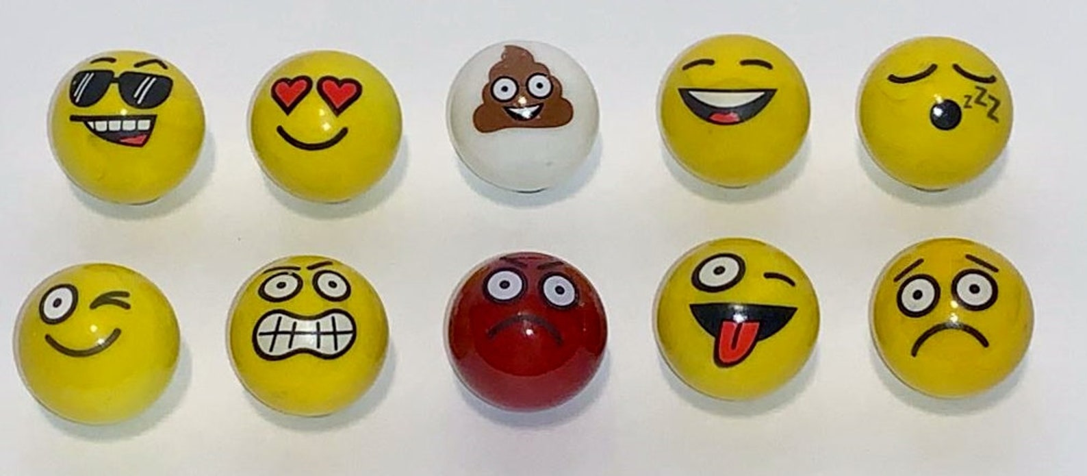 Glass Shooter Moody Marbles 25mm Set of 10 Emoji Faces - Etsy