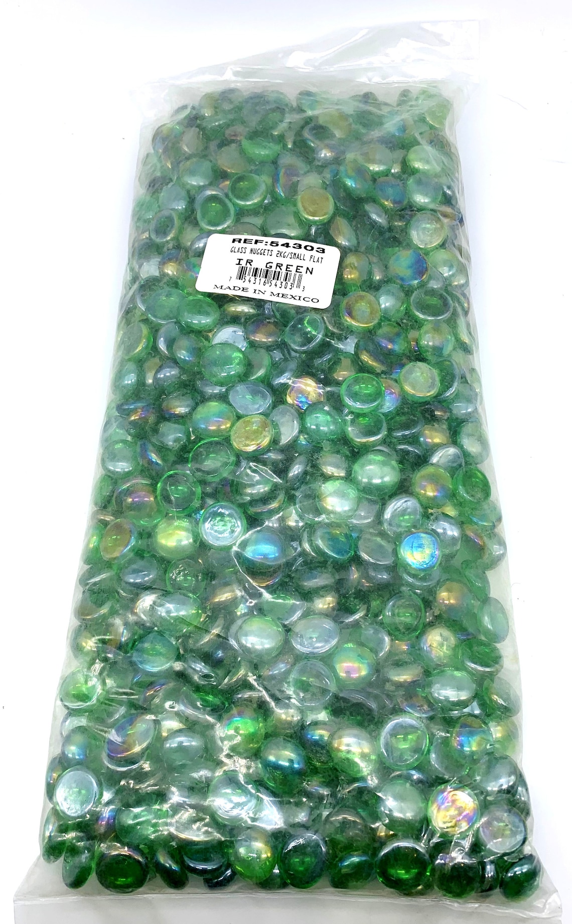 Iridescent Green Round Mosaic Flat Glass Gems Small .5" - .75" Choice ...