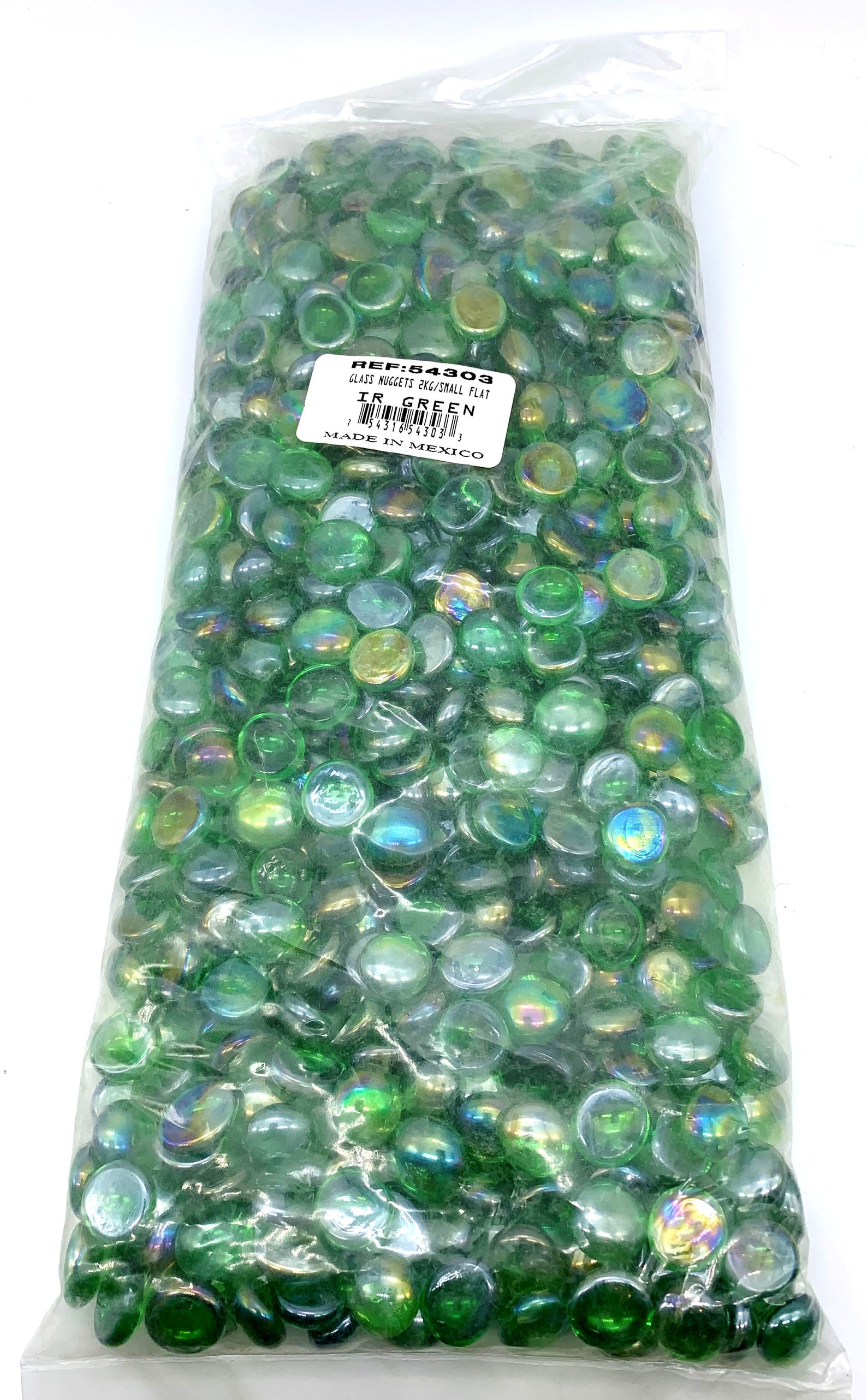 Iridescent Green Round Mosaic Flat Glass Gems Small .5" - .75" Choice ...