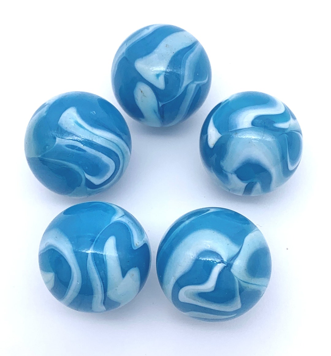 22mm "blue Ice" Glass Shooters From House of Marbles Pack of 5 Opaque ...