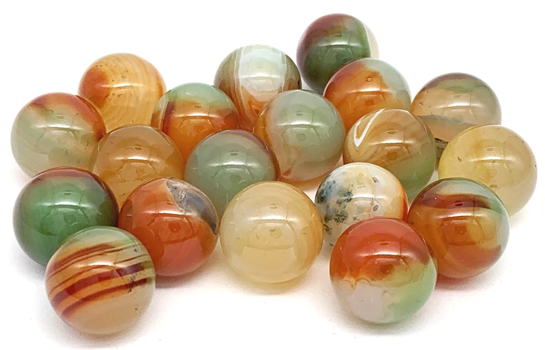 16mm Malachite Aggie Player Marbles Single or Pk of 5 (5/8") Assorted ...