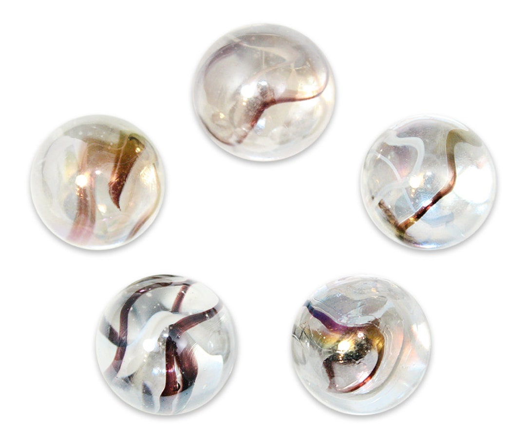 25mm Polar Bear (1") Glass Mega Marbles Shooters Pack of 5 Transparent ...