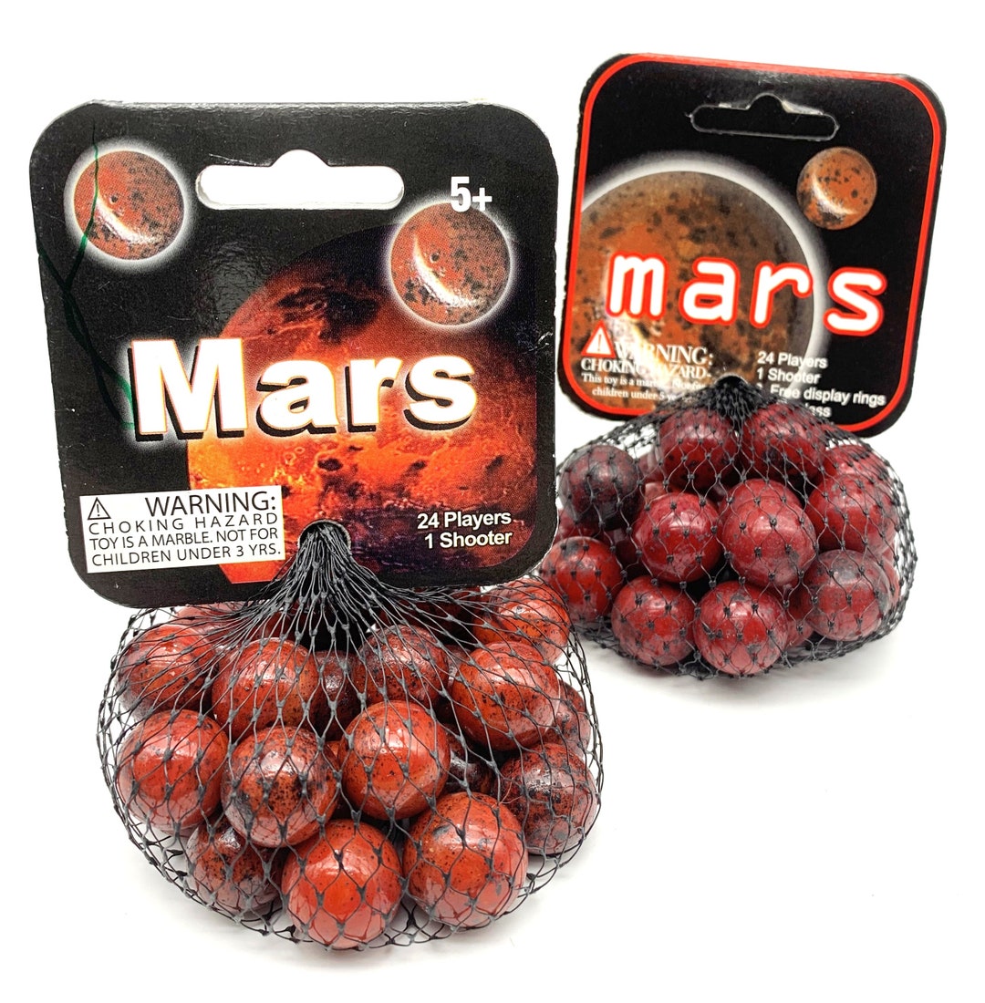 Mars Net Bag of 25 Glass Mega Marbles 24 Players and 1 Shooter - Choice ...