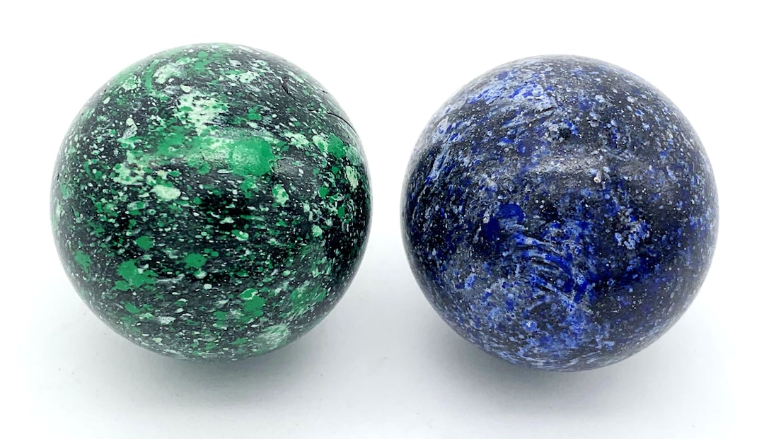 35mm Galaxy 1.4" Giant Glass Marble Black Base With Green or Blue ...