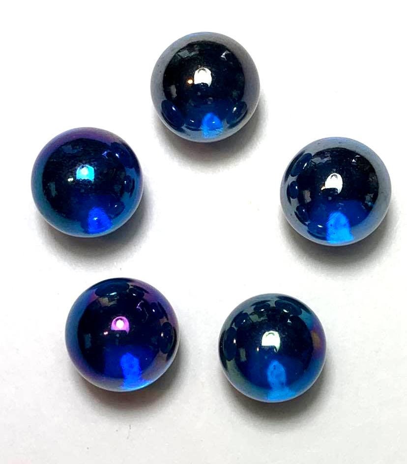 14mm Lustered Light Blue Player Marbles (.55 Inch) Pack of 5 Iridescent ...