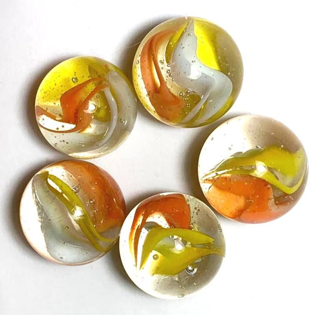 16mm Cat's Eye (5/8") Three Color Vanes Glass Marble Players Orange ...