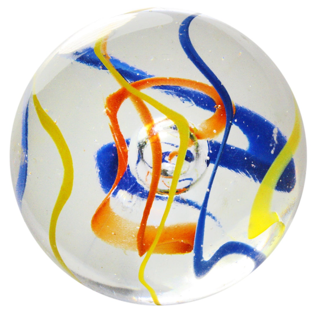 35mm Fiesta Streamers 1.4 Inch Boulder Size Glass Marble W Stand ...