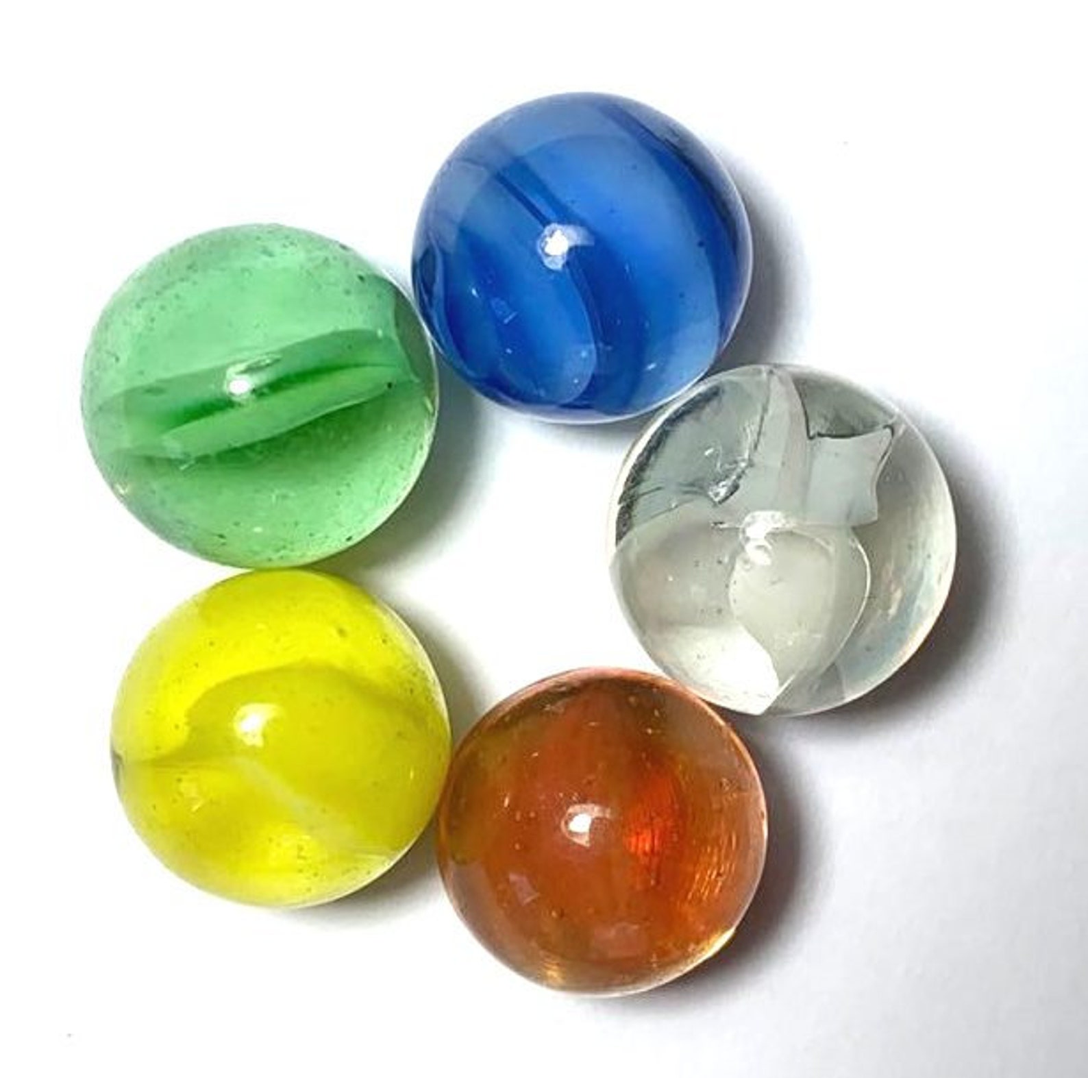 16mm 5 Colors of Cat's Eye Marbles W Single Color Vanes | Etsy