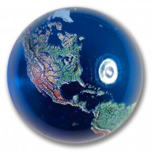 35mm 1.4 Inch Glass Natural Earth Marble W Continents With Stand ...