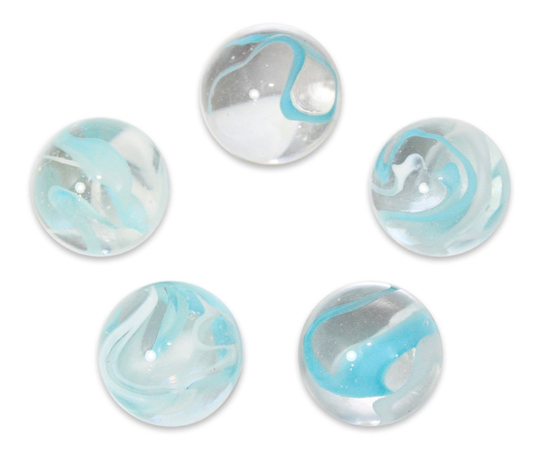 22mm "arctic" Glass Marbles (7/8th) Shooters - Pack of 5 Clear W ...
