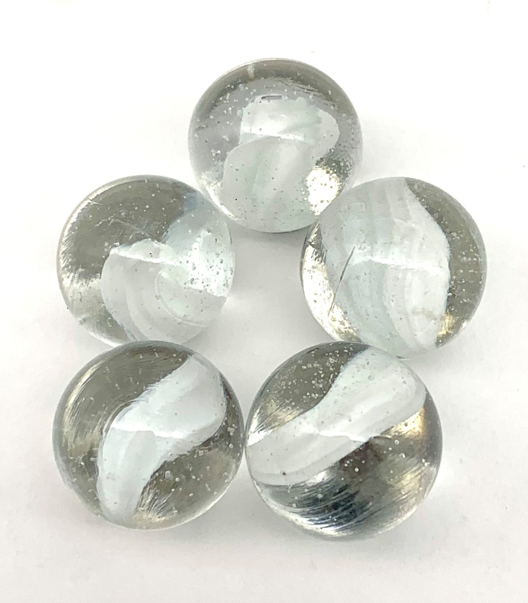 16mm "white Cat's Eye" Glass Mega Marble Players (5/8th Inch) Pack of 5 ...