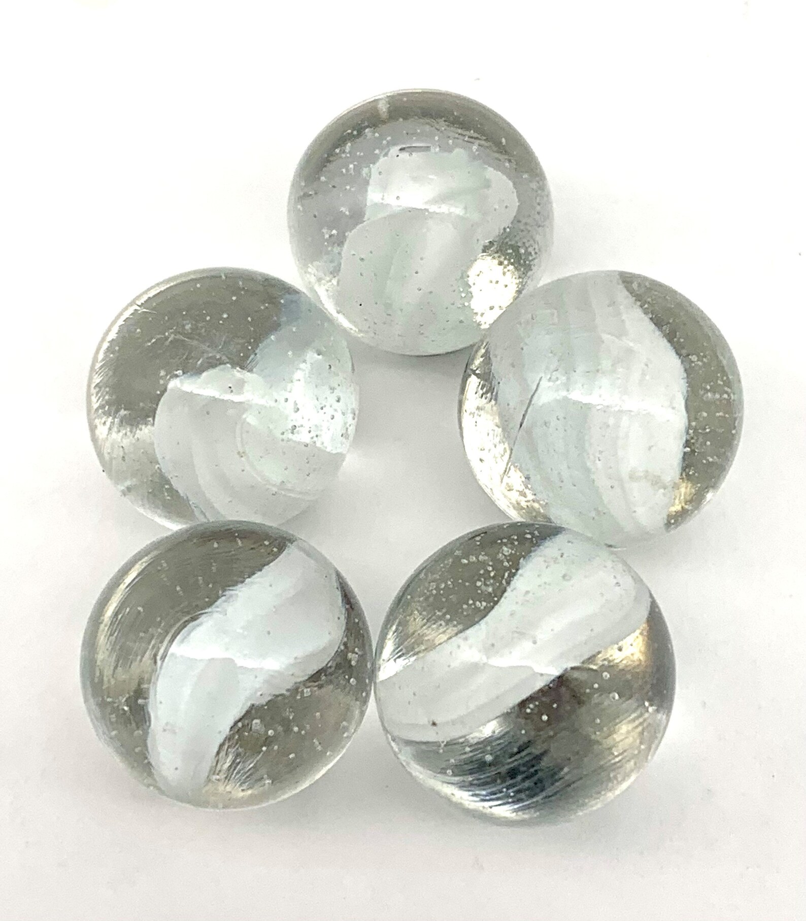 16mm "white Cat's Eye" Glass Mega Marble Players (5/8th Inch) Pack of 5 ...