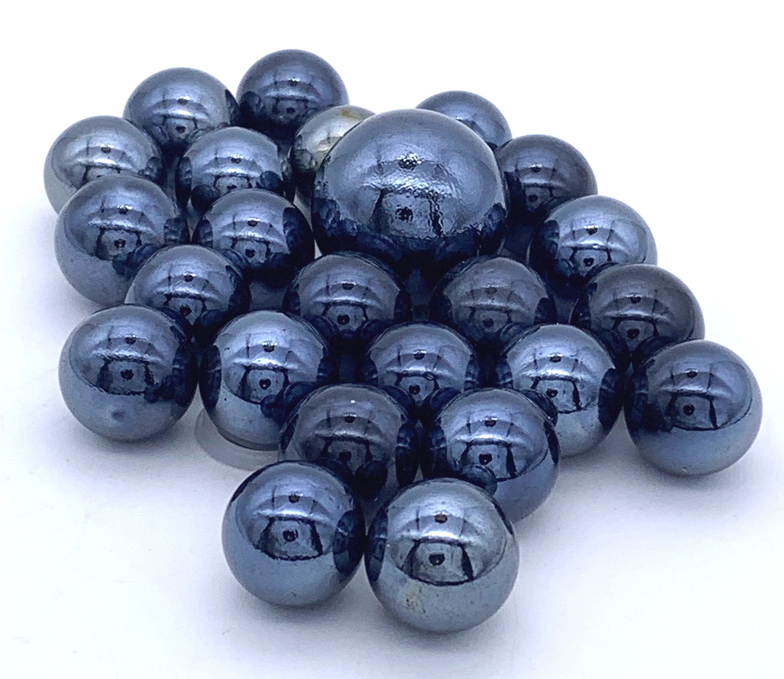 Net Bag of 25 "steely Torpedo" Glass Mega Marbles Shiny Black ...