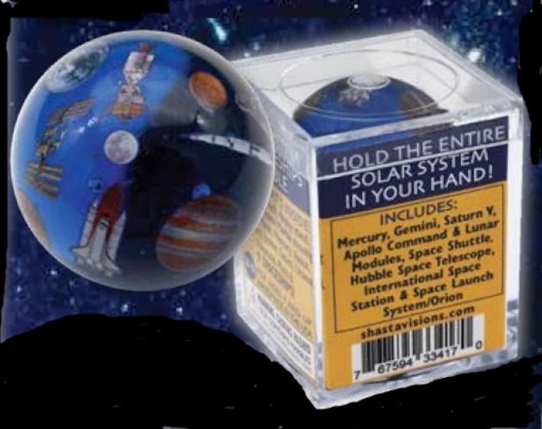 35MM Solar System Marble W 9 Space Ships Mercury Gemini Saturn V Apollo ...
