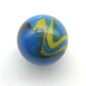 25mm "dark Serpent" Glass Shooter Marbles Pack of 5 Shiny Blue Base ...