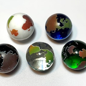 Set of 5 Variety Pack Rainbow Earth 22mm Glass Marbles W Stands ...