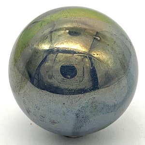 Massive 42mm Thunderbolt 1.65" Glass Marble Reflective Silver / Gray W ...