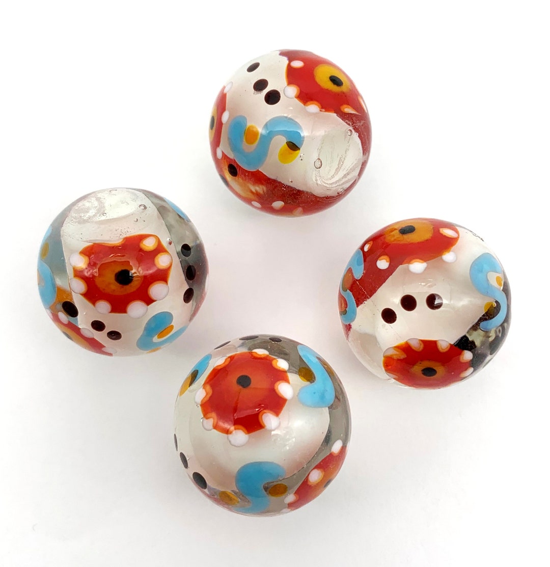 Pack of 4 "pollination" 22mm Handmade Art Glass Shooter Marbles (7/8 ...
