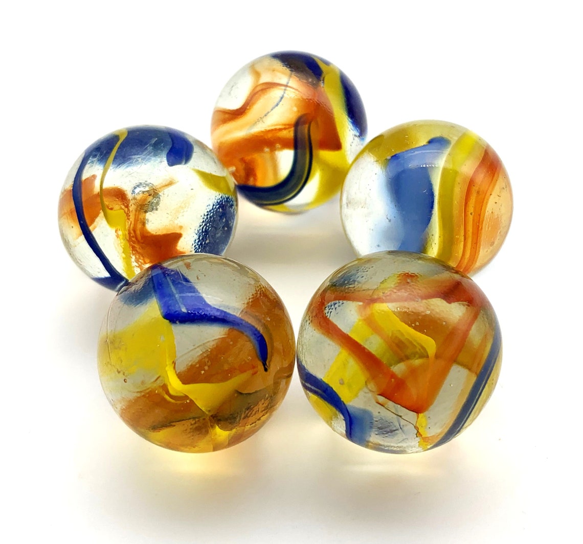 25mm "fiesta Streamers" (1") Marble Shooters - Pack of 5 Vacor Red Blue ...