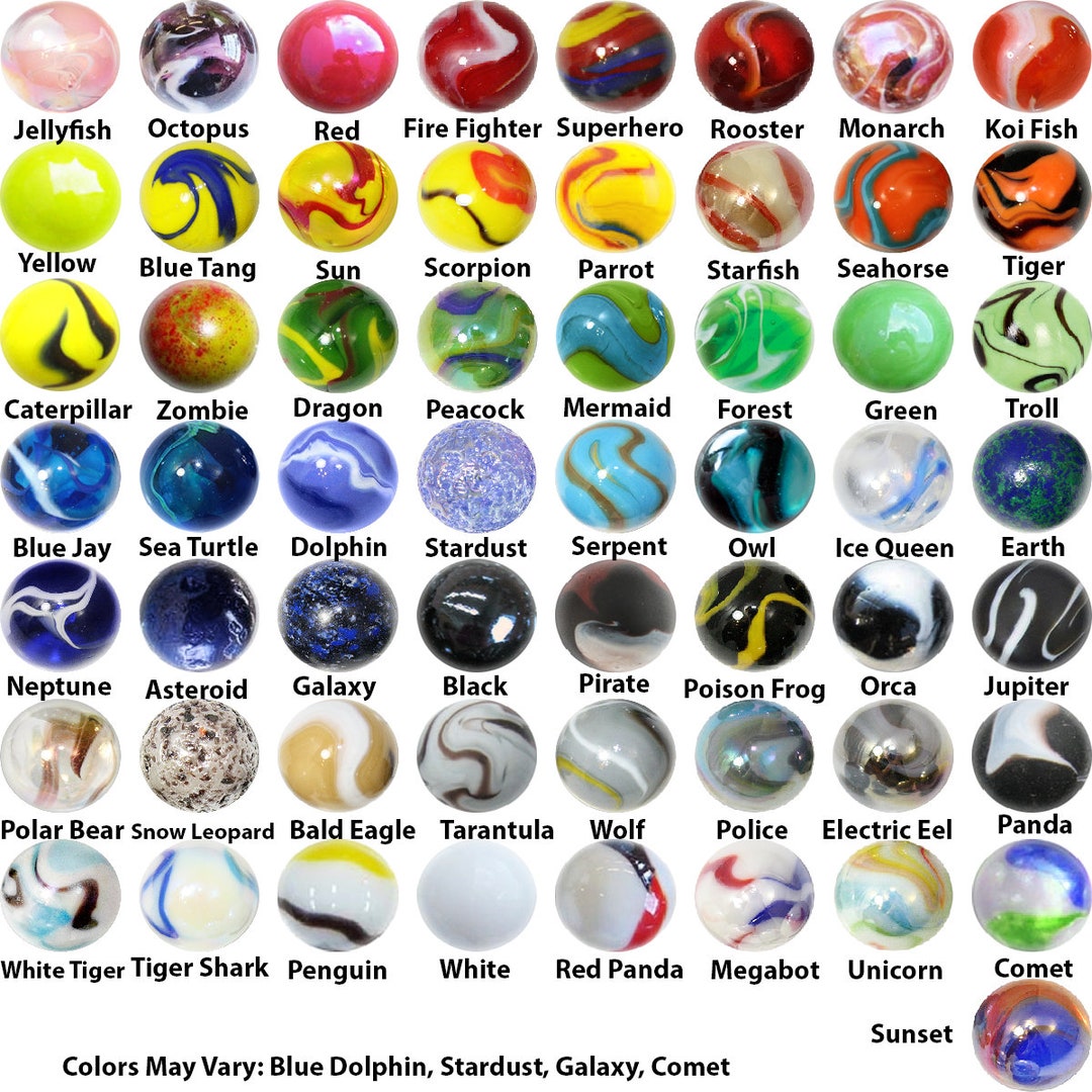 Mega Fun Marbles Player Bundle - Pack of 57 Different Styles in 14mm ...