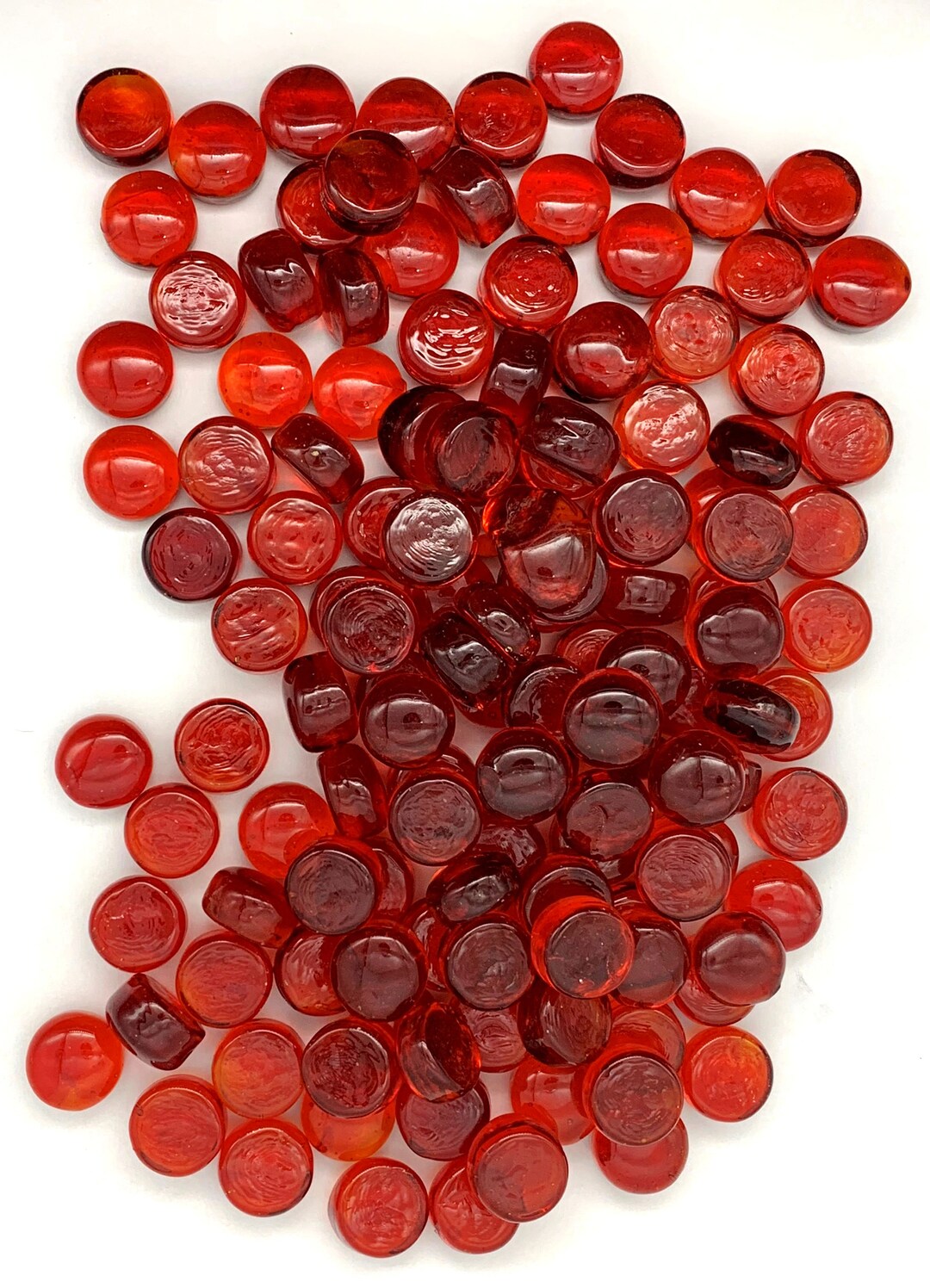 Red Round Flat Glass Gems 3/4" Choice of 10oz, 1LB, or 2.2lbs Mega ...