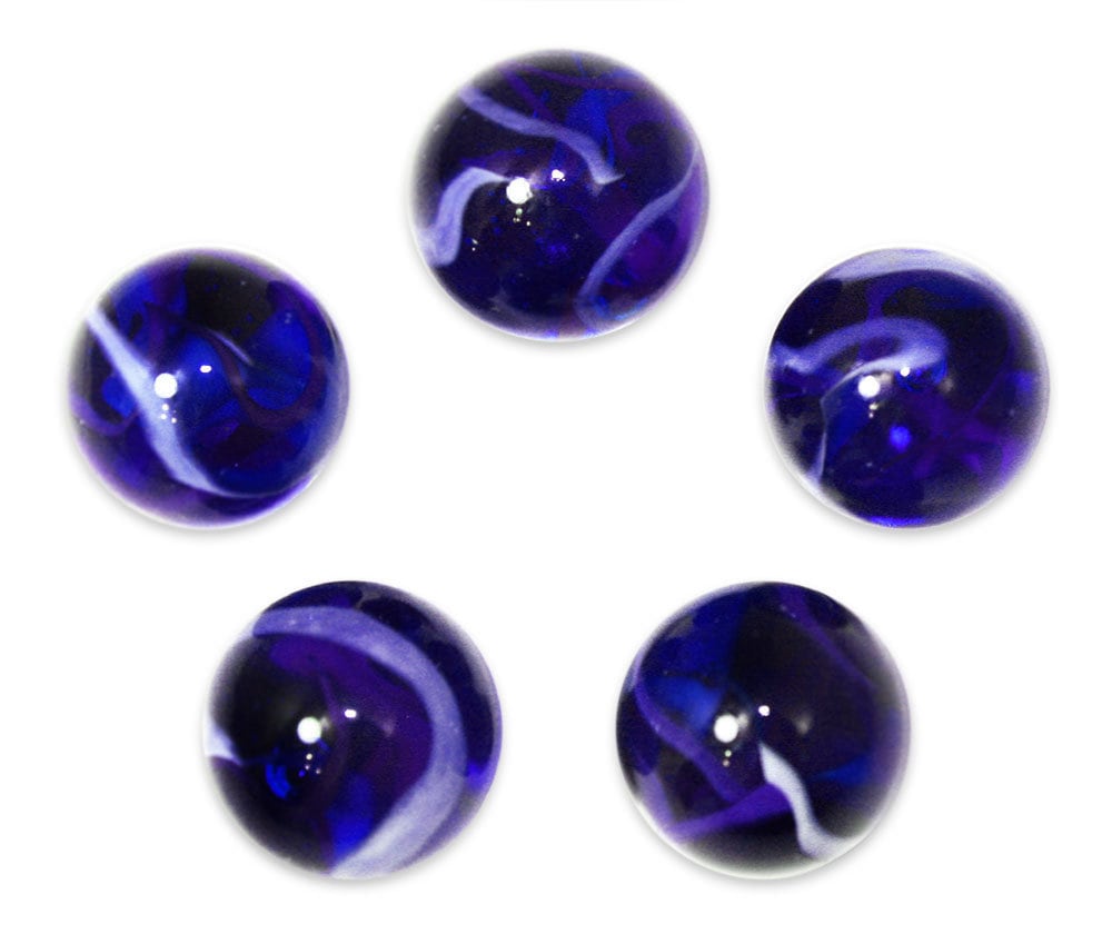 16mm Neptune Glass Marble Players Pack of 5 Translucent Deep Blue W ...