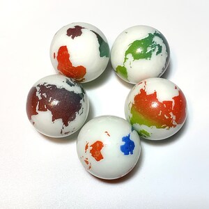Set of 5 Variety Pack Rainbow Earth 22mm Glass Marbles W Stands ...
