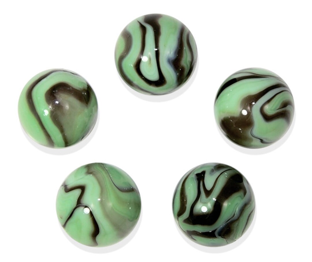16mm Troll Glass Marble Players (5/8th") - Pack of 5 Mint Green W Brown ...