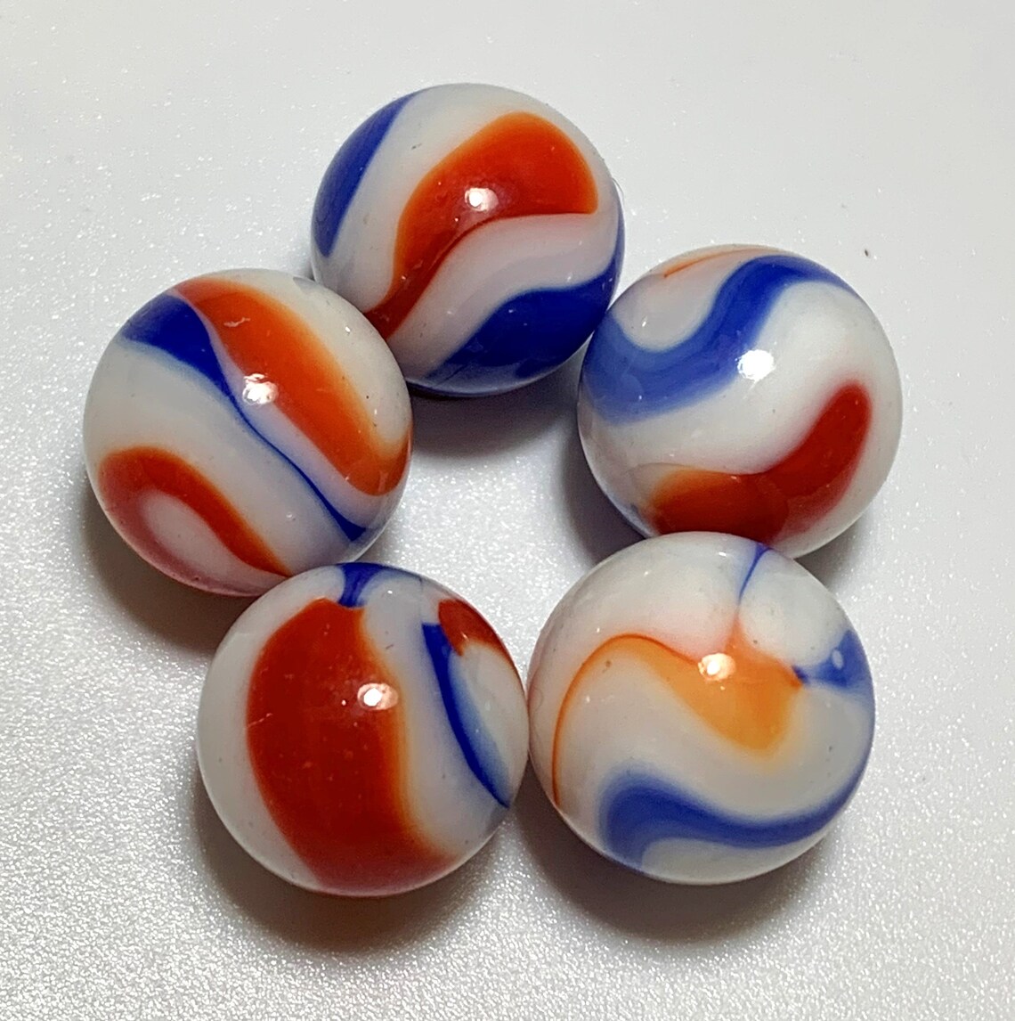 RARE! 16mm USA Glass Mega Marble Players 5/8th Inch Pk of 5 Opaque ...