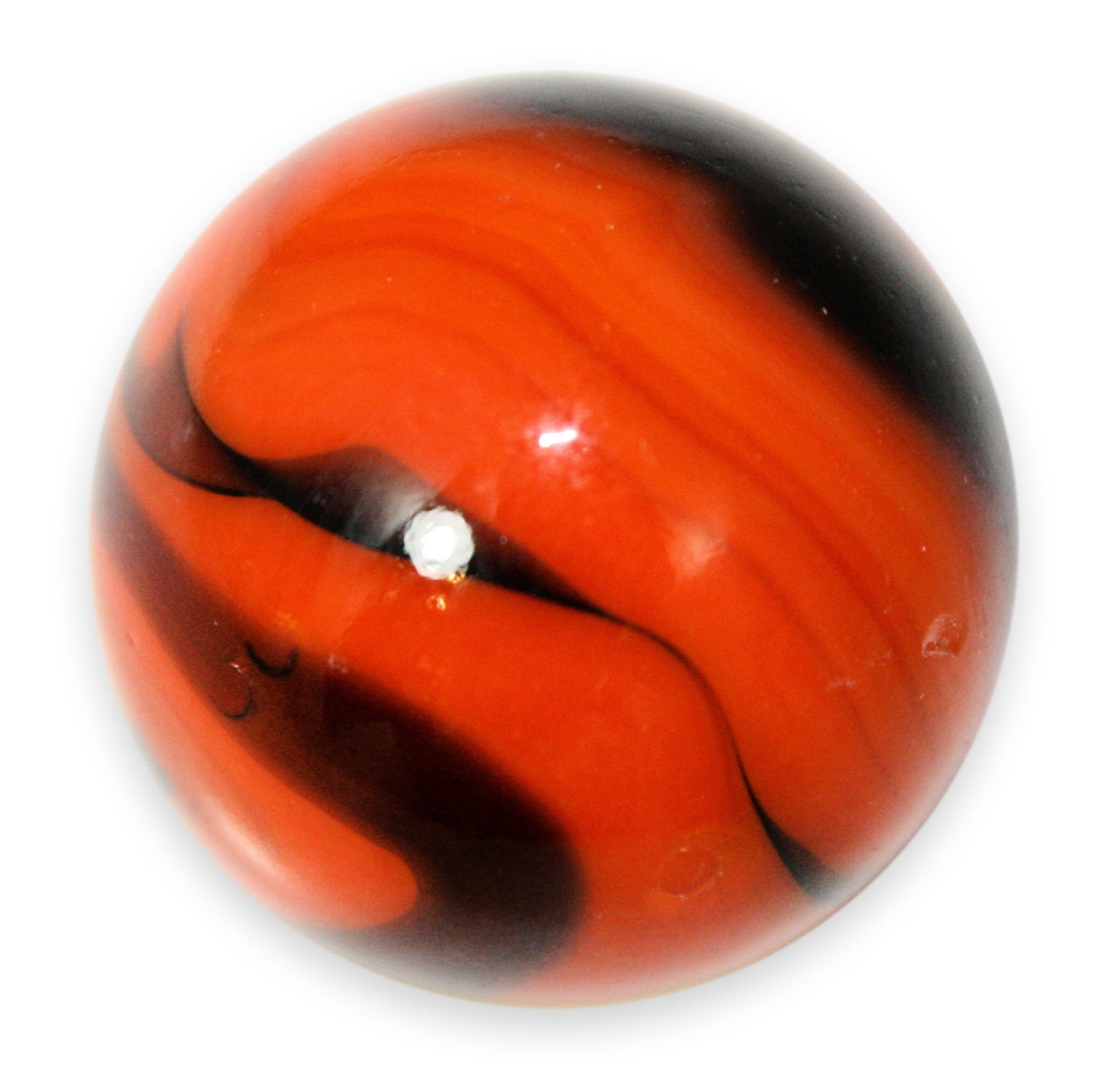 35mm Bengal Tiger 1.4 Inch Boulder Size Glass Marble W Stand Orange ...