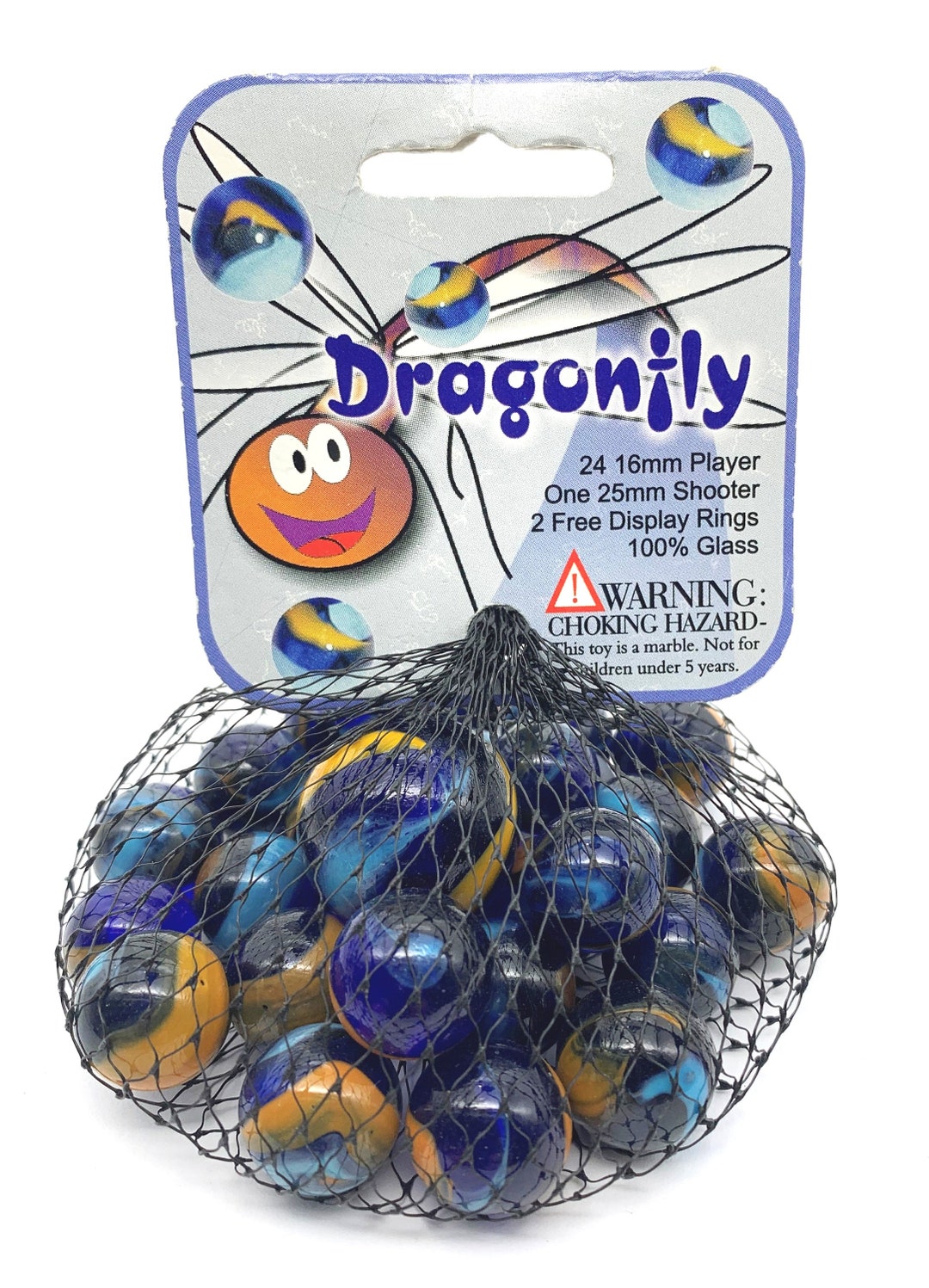 Net Bag 25 "dragonfly" Glass Mega Marbles by Vacor 24 Players 1 Shooter ...