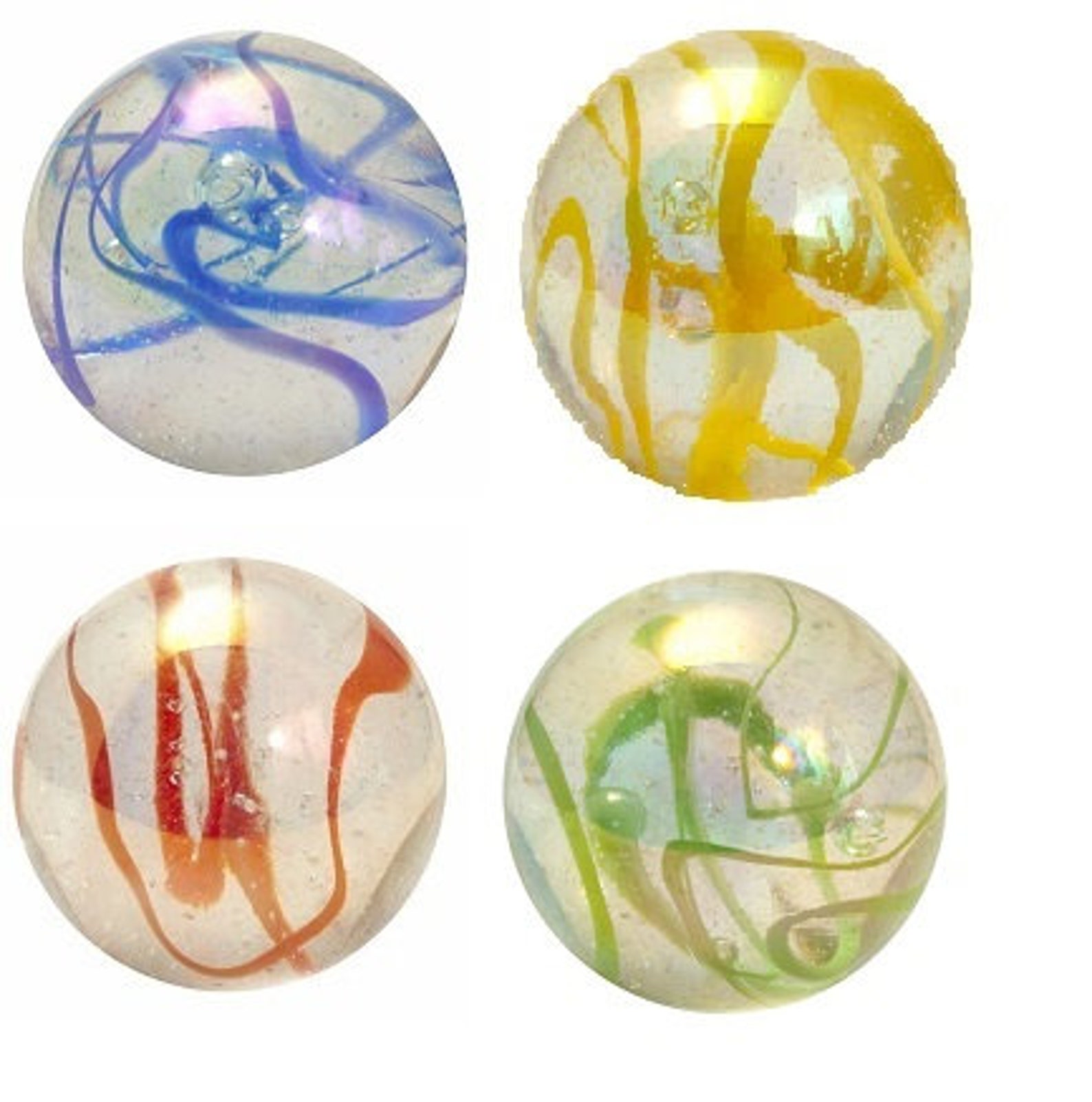 50mm Lustered Spaghetti 2" Glass Toebreaker Marbles Pk 4 Mixed or by ...