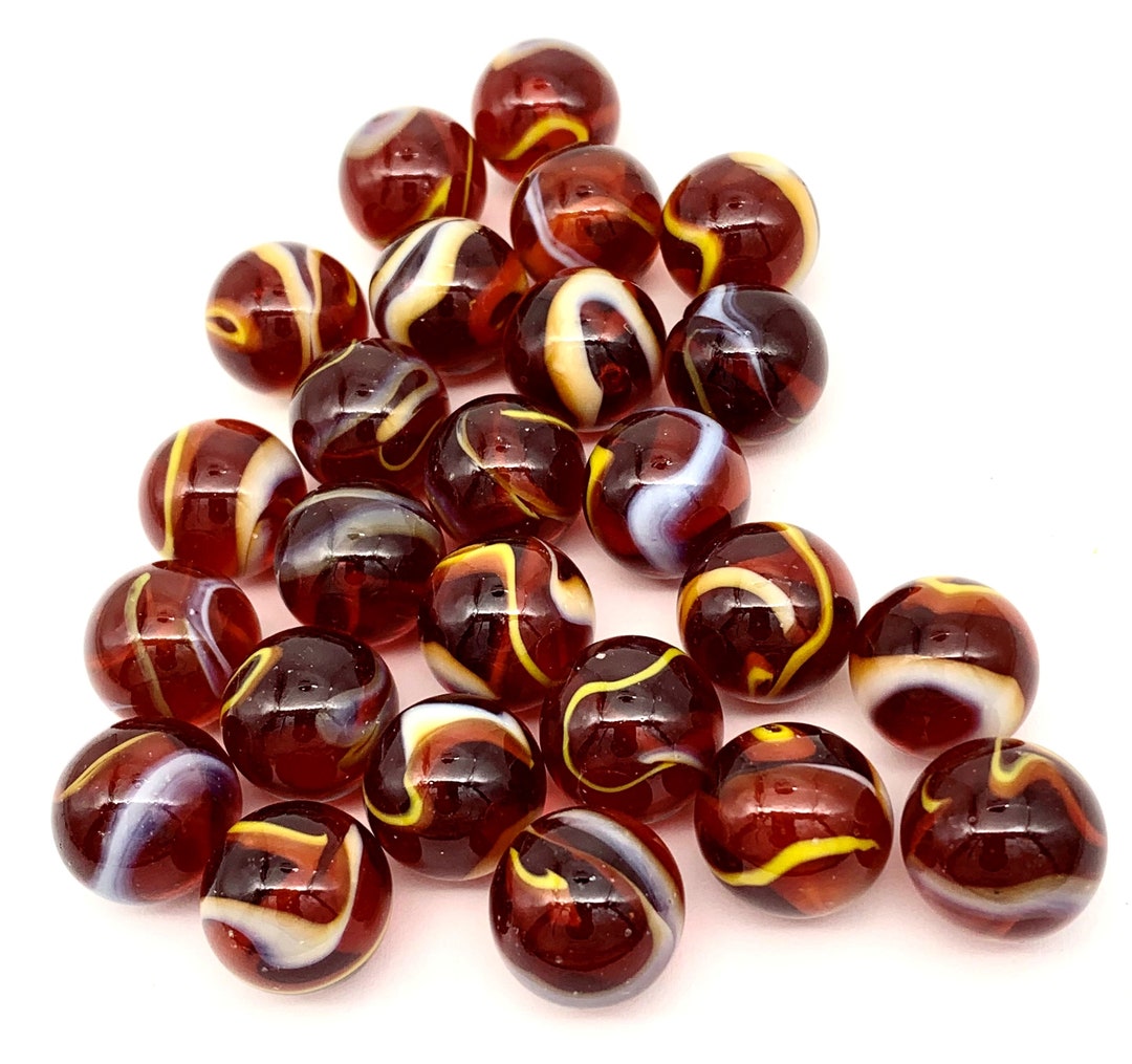 NEW for 2023! Pk of 25 Fire 16mm 5/8" Glass Mega Marbles Players by ...