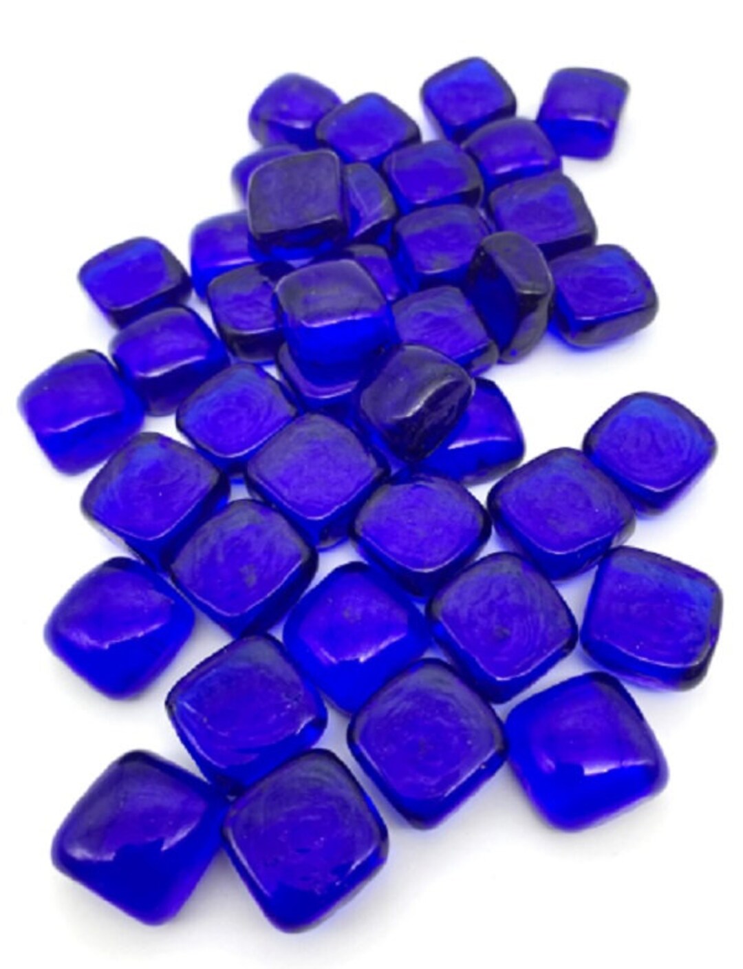 24 Net Bags 3/4" Dark Blue Square Transparent Flat Glass Gems Art ...