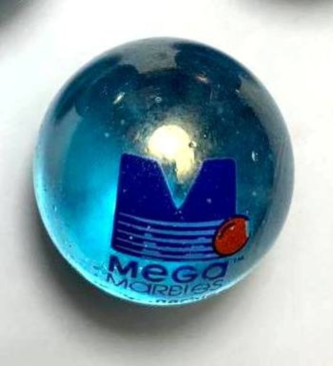 Pk. of 5 Transparent / Clear Mega Logo Marbles 25mm (1 Inch) Iridescent ...