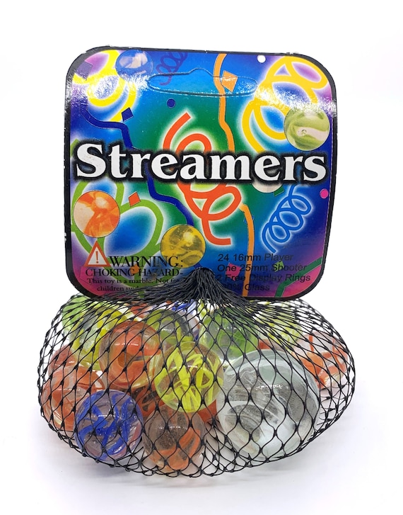 Net Bag 25 Streamers spaghetti Glass Mega Marbles Vacor - Etsy
