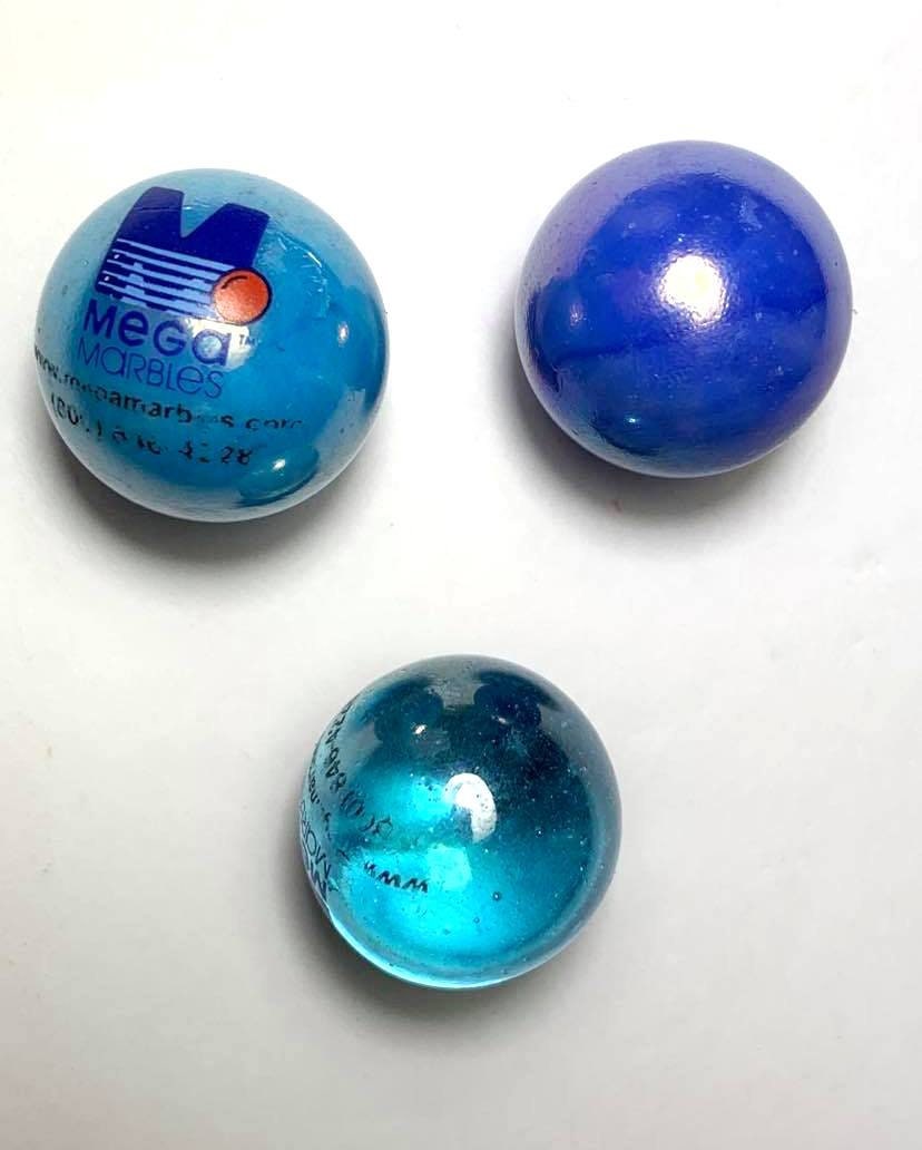 Mega Logo Marble 25mm (1") Iridescent Blue Promotional Shooters Set of ...